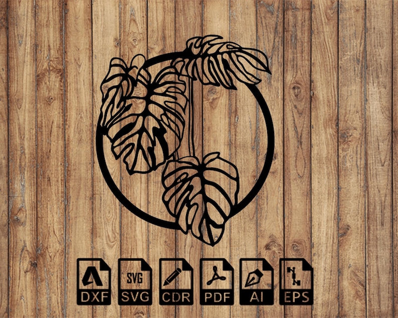 Monstera Leaf Laser Cut SVG DXF Files - Wall Sticker, Engraving ...