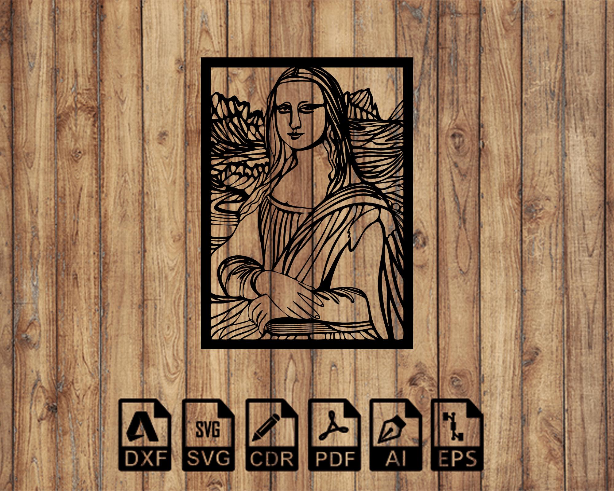 Mona Lisa Laser Cut SVG DXF Files - Wall Sticker, Engraving Decal ...