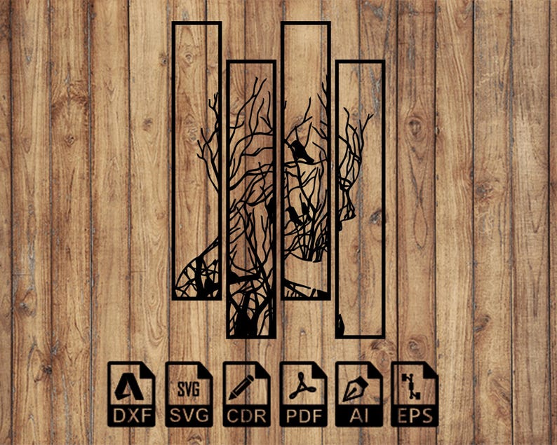 Tree Branch Face Laser Cut SVG DXF Files - Wall Sticker, Engraving ...