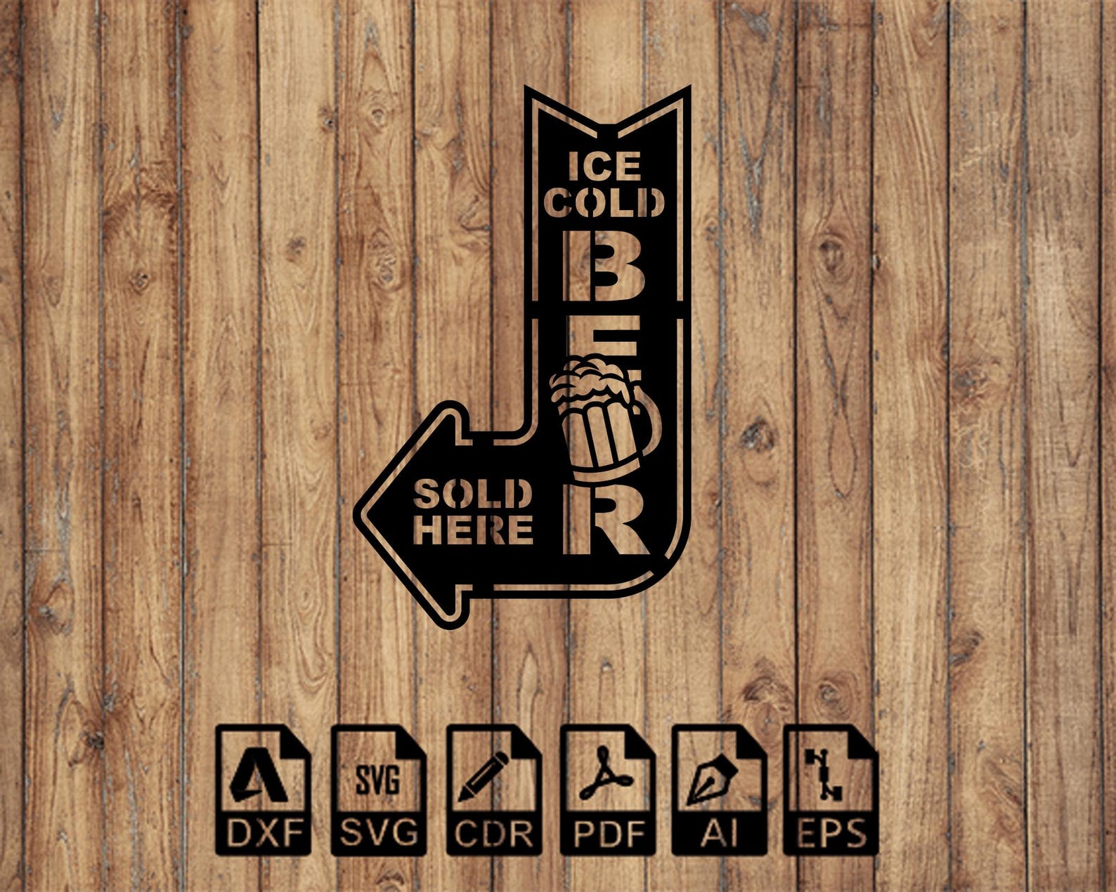 Ice Cold Beer Sign SVG DXF: Pub Decor Template (digital Download) - Etsy