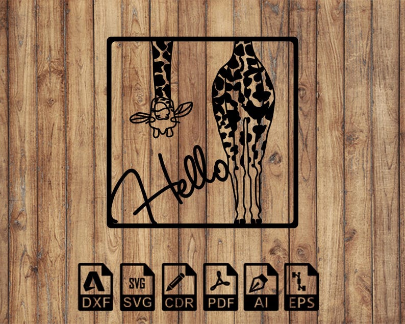 Giraffe Laser Cut SVG DXF Files - Wall Sticker, Engraving Decal ...