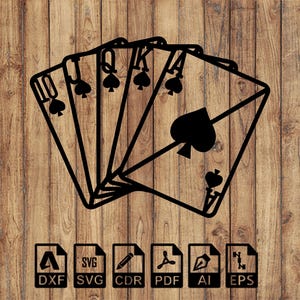 Playing Cards Laser Cut SVG DXF Files - Wall Sticker, Engraving Decal ...