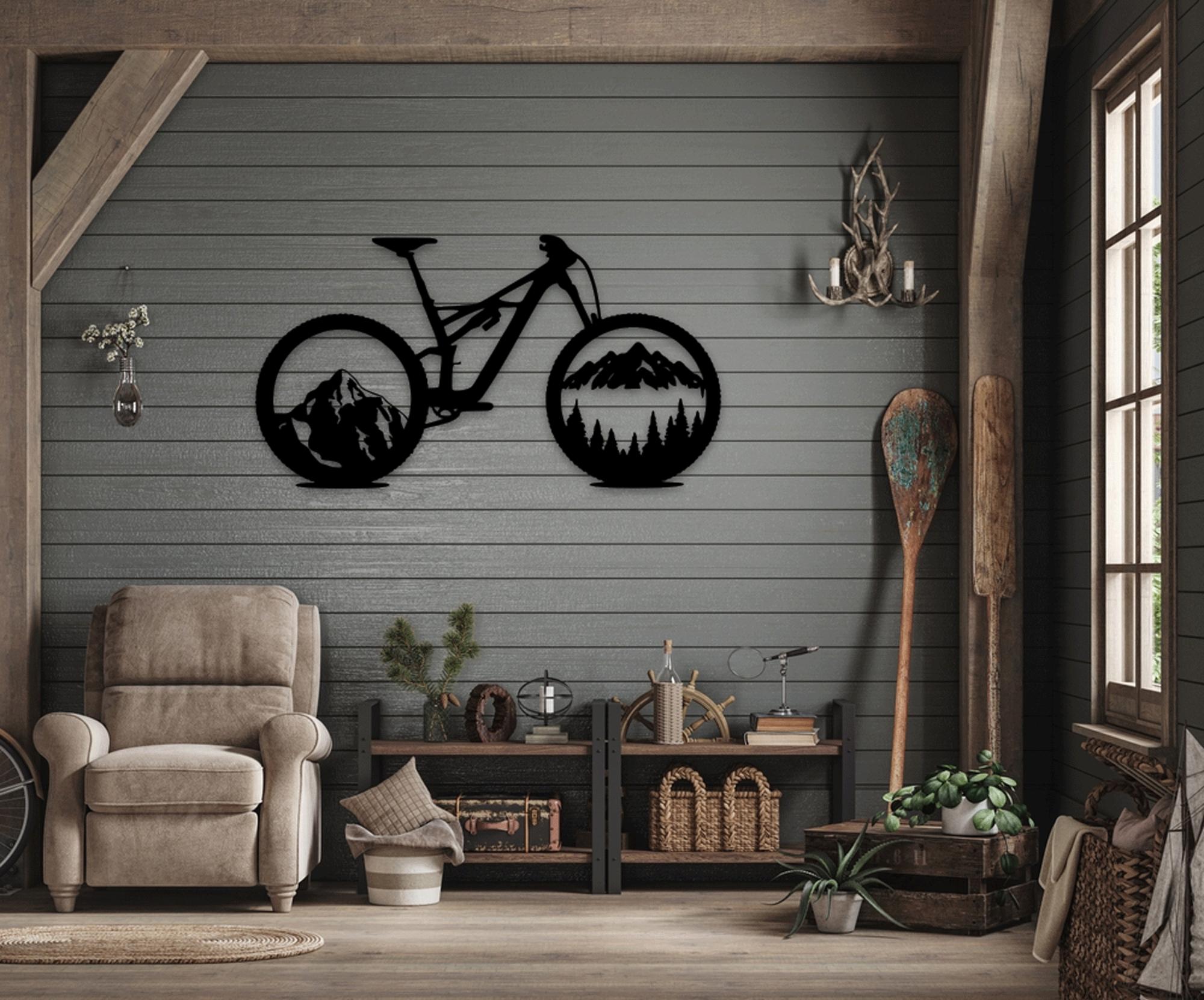 Mountain Bike Laser Cut SVG DXF Files - Cyclist Wall Sticker, Engraving ...