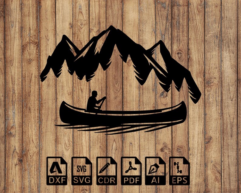 Canoe Mountain Scene Laser Cut File: Outdoor Wall Art (SVG DXF) - Etsy