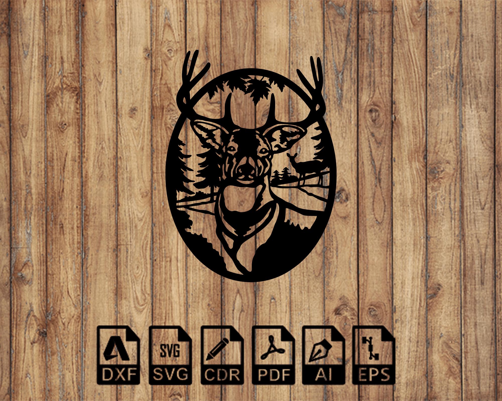 Deer Laser Cut SVG DXF Files - Wall Sticker, Engraving Decal ...