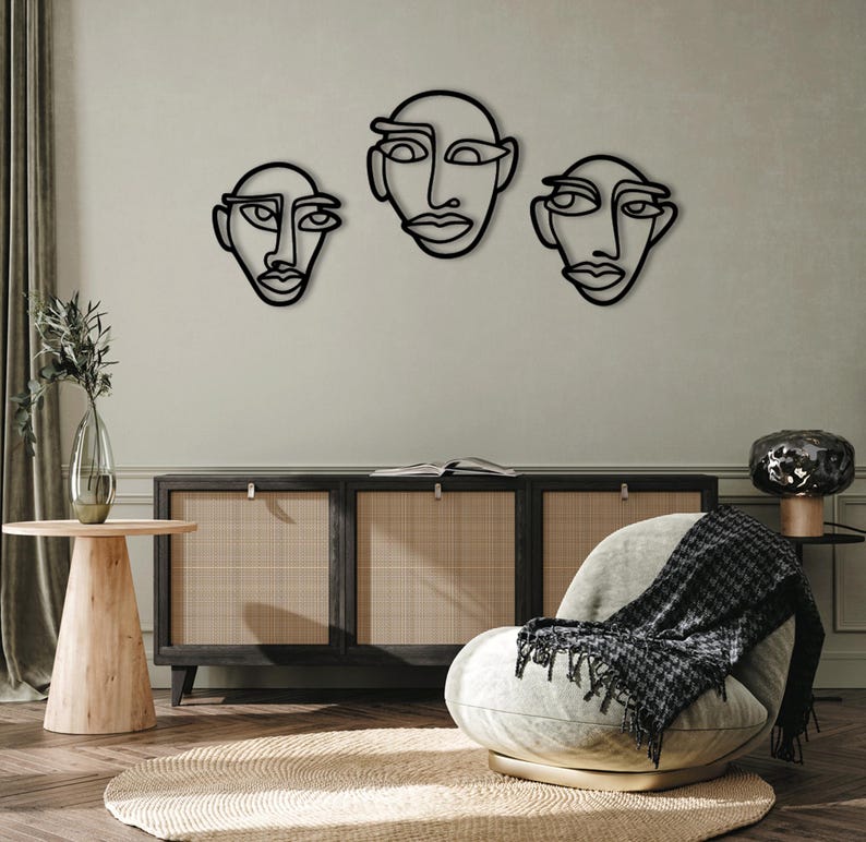 Abstract Faces Laser Cut SVG DXF Files - Wall Sticker, Engraving Decal ...