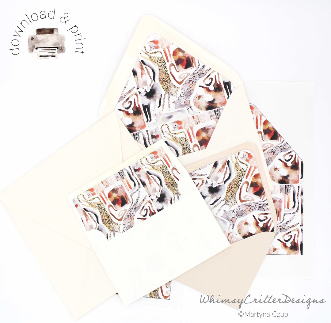 Printable Envelope Liners "cats" by Martyna Czub - Etsy