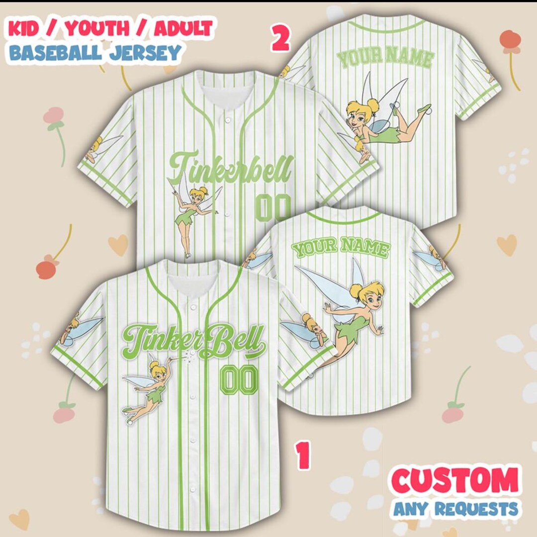 Custom Disney Tinkerbell Simple Stripe, Custom Name Kid Youth Adult ...
