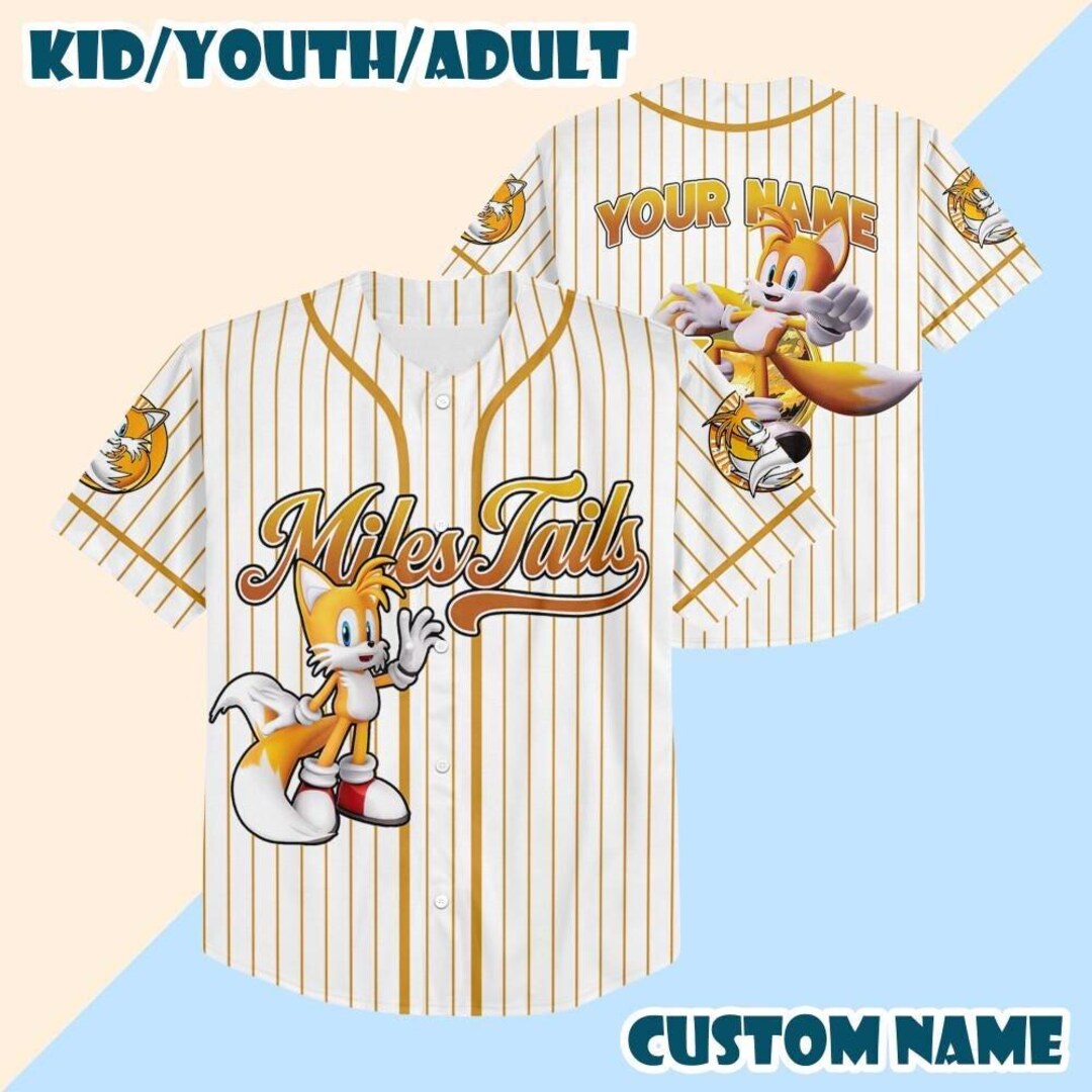 Personalized Sonic the Hedgehog Tails Baseball Jersey, Custom Name ...