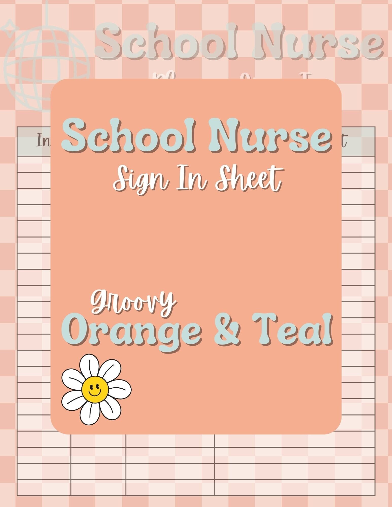 School Nurse Sign in Sheet, Orange and Teal Groovy - Etsy