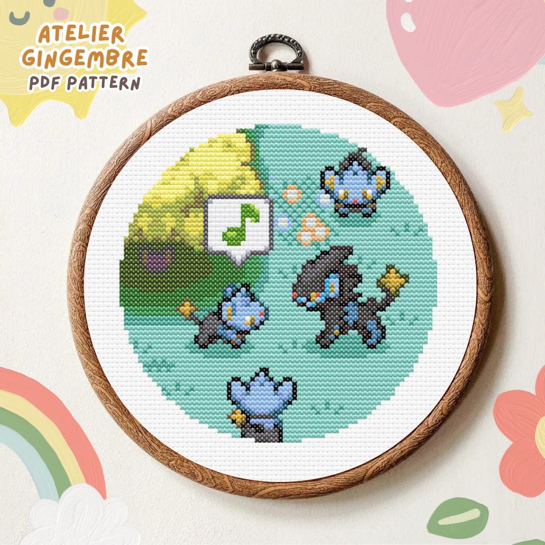 Pokemon Cross Stitch Pattern Lixy and Luxray (shinx and Luxray) - Cross ...