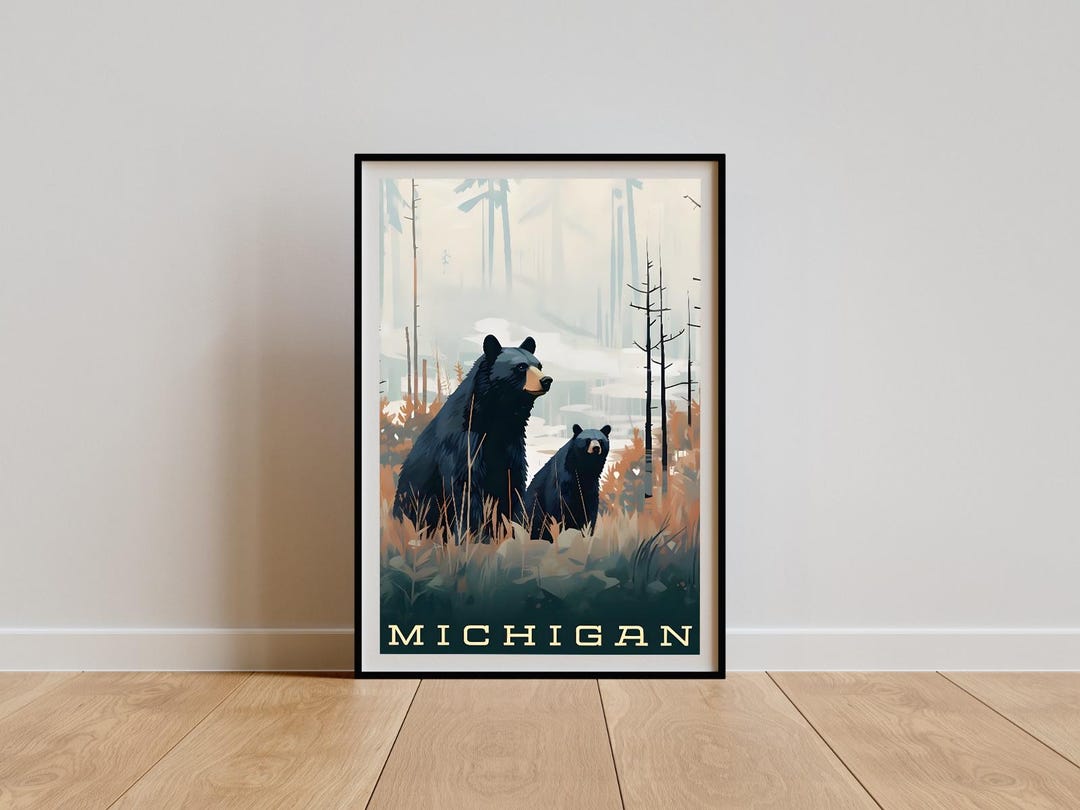 Michigan State Poster A Beautiful and Detailed Wall Art for Michigan ...