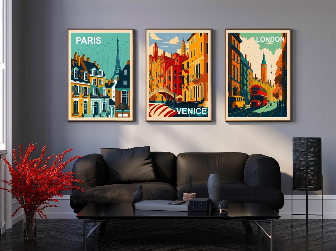 City Landscape Posters Set of 3 Poster Cities Poster Set - Etsy