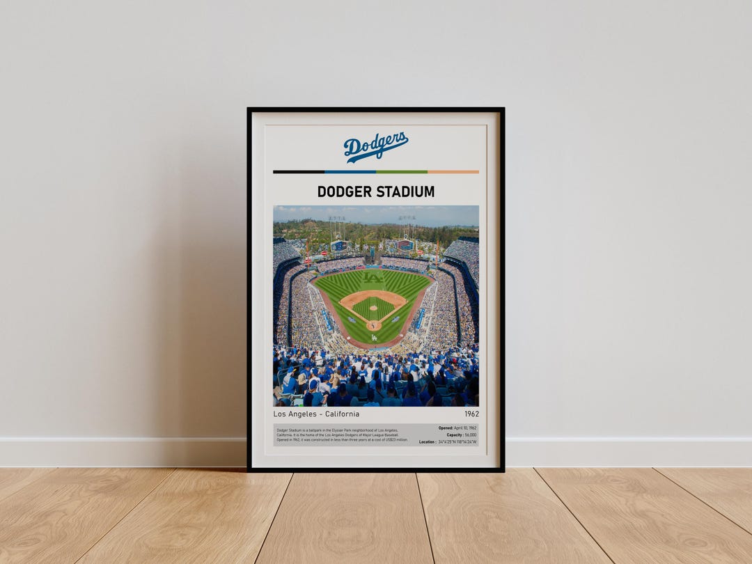 Dodger Stadium Poster, Los Angeles Dodger Stadium Print, MLB Stadium ...