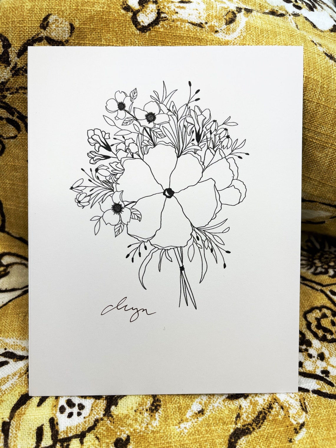 Set of 6 - Black and White Floral 2 - Greeting Cards - Etsy