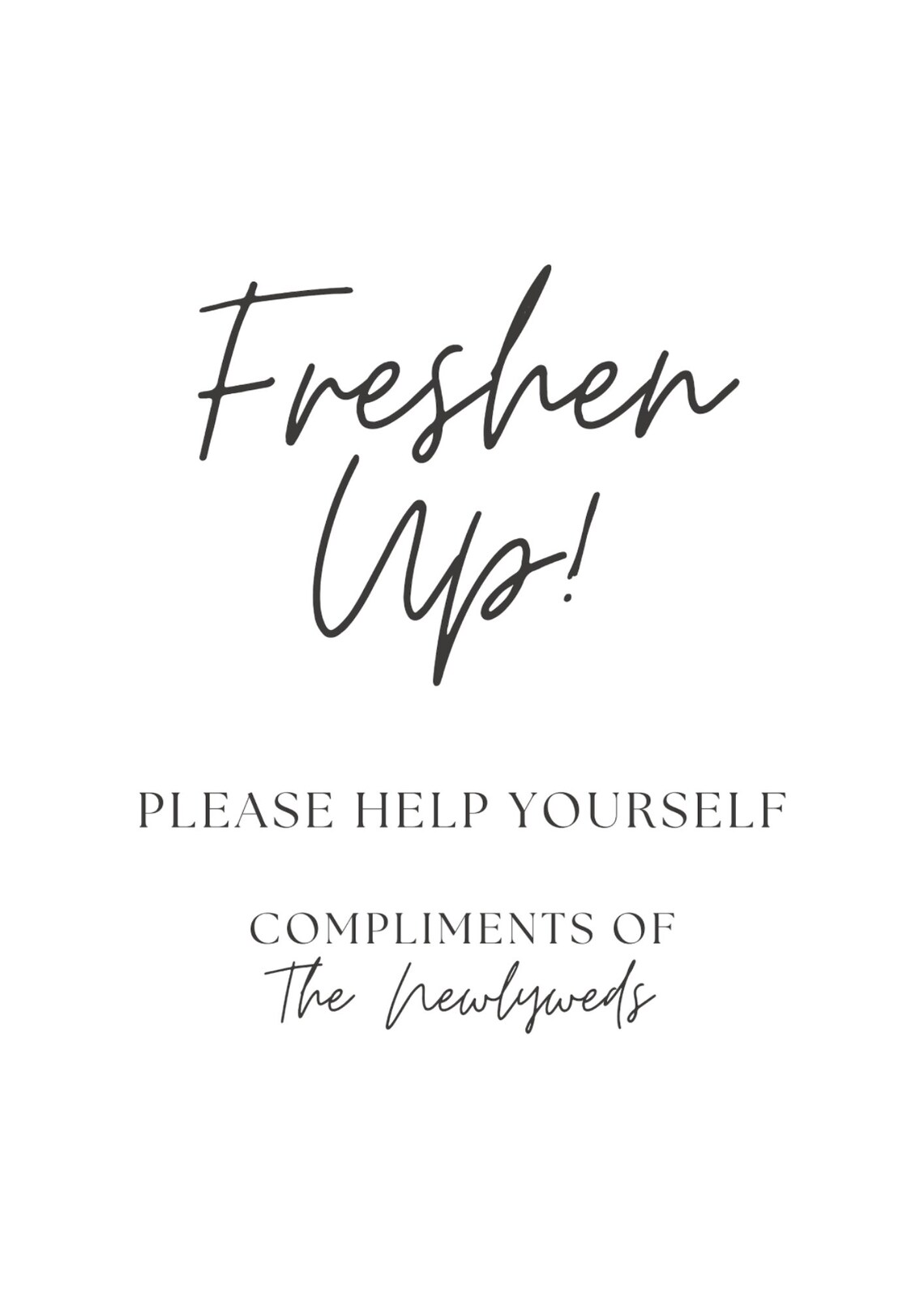 Simple Freshen up Printable Sign Toiletries Bathroom Wedding Party ...