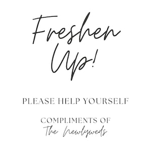 Simple Freshen up Printable Sign Toiletries Bathroom Wedding Party ...