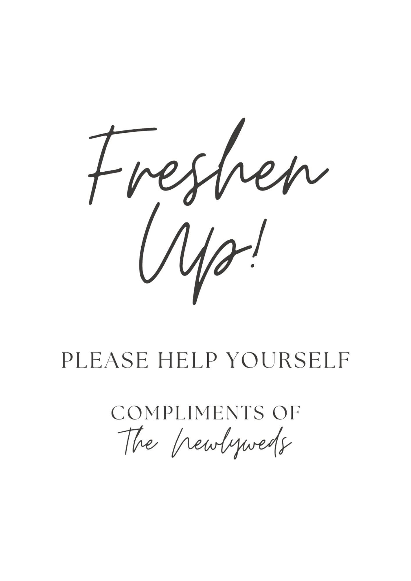 Simple Freshen up Printable Sign Toiletries Bathroom Wedding Party ...