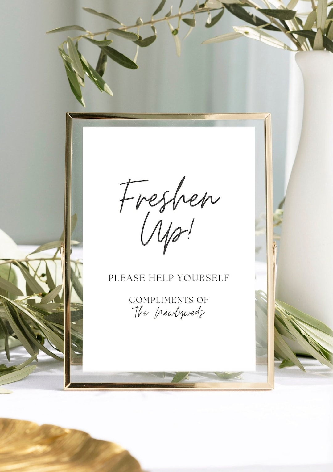 Simple Freshen up Printable Sign Toiletries Bathroom Wedding Party ...