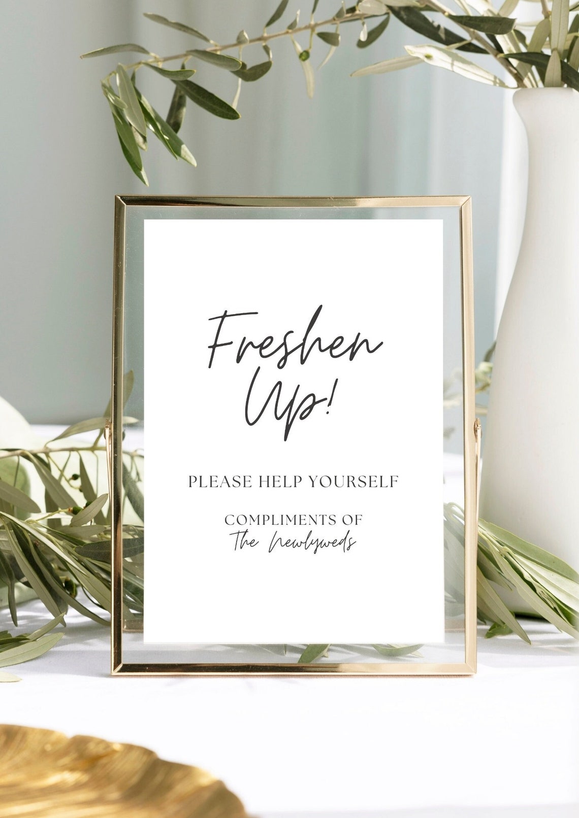 Simple Freshen up Printable Sign Toiletries Bathroom Wedding Party ...