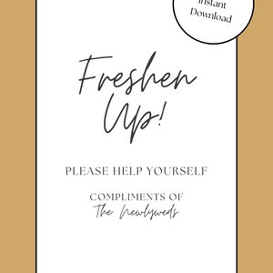 Simple Freshen up Printable Sign Toiletries Bathroom Wedding Party ...