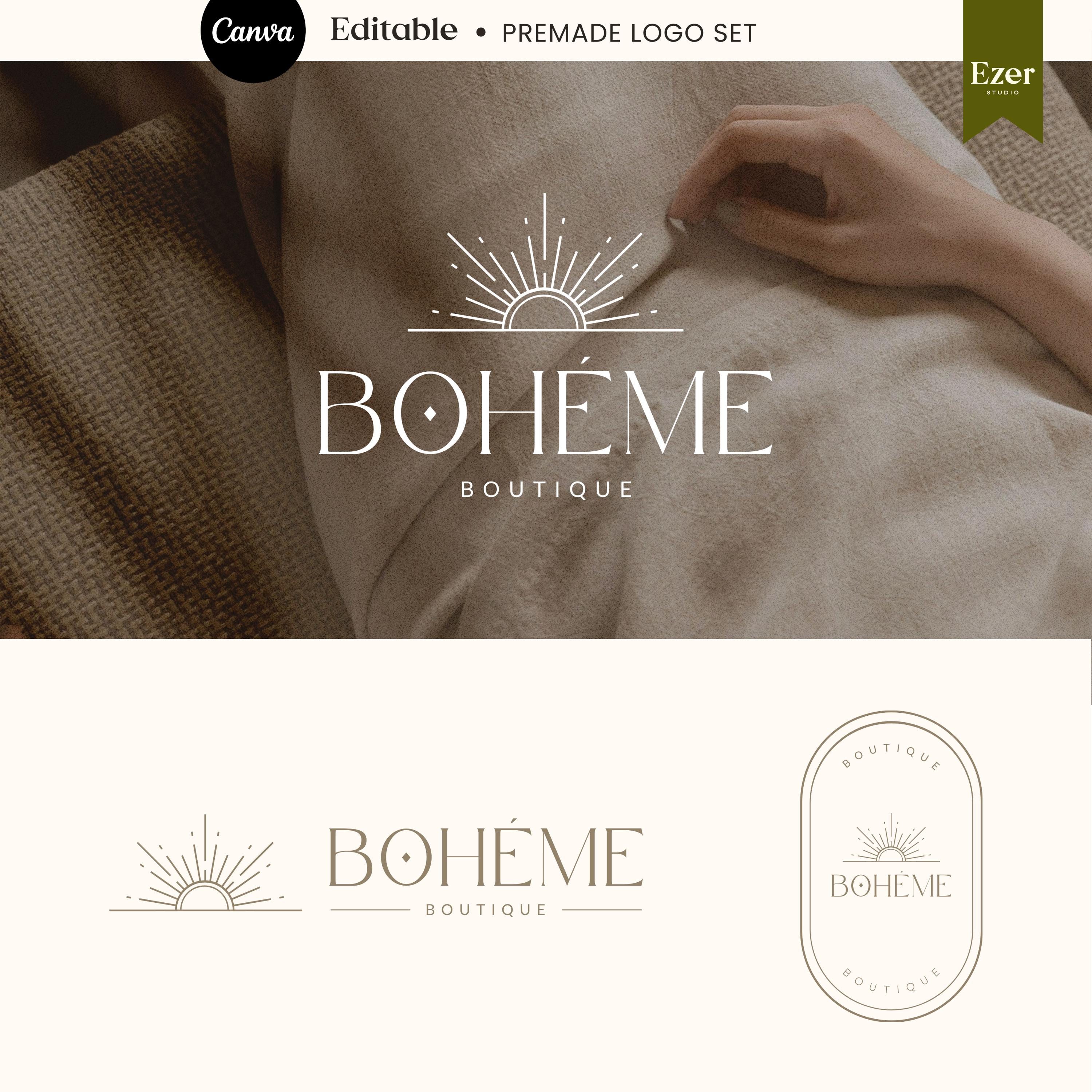 Editable Boho Logo Template | DIY Premade Logo Set | Canva Logo ...