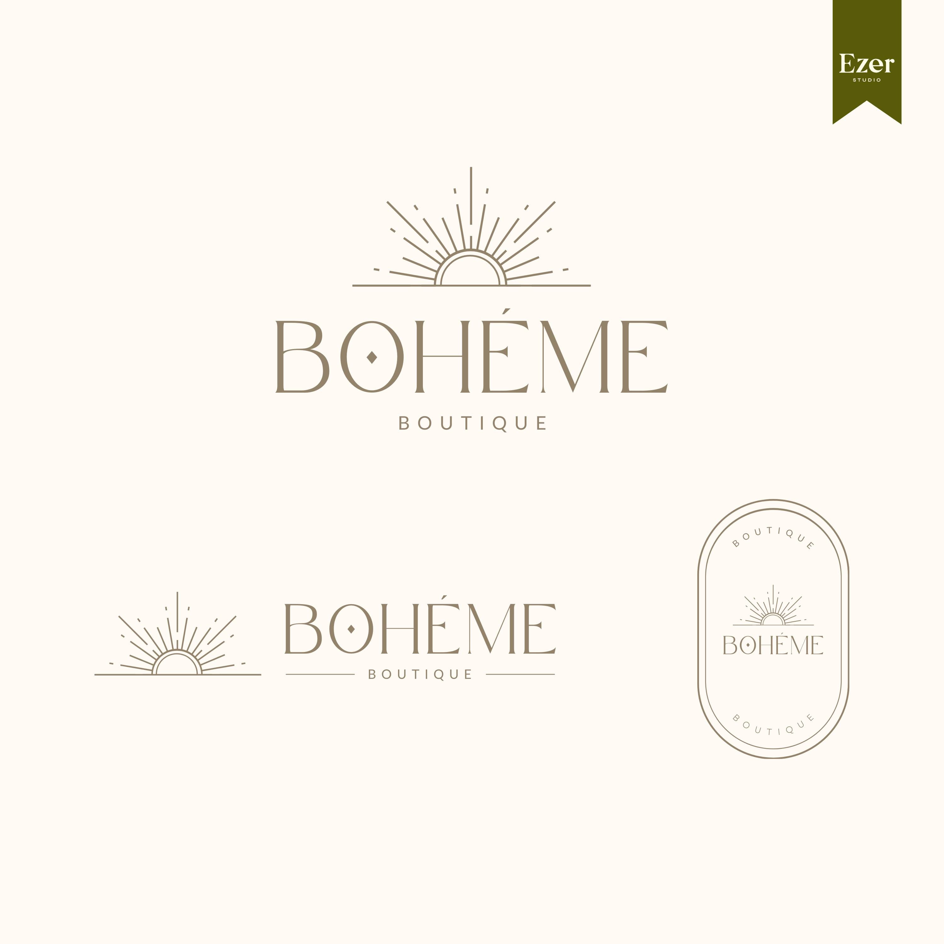 Editable Boho Logo Template | DIY Premade Logo Set | Canva Logo ...