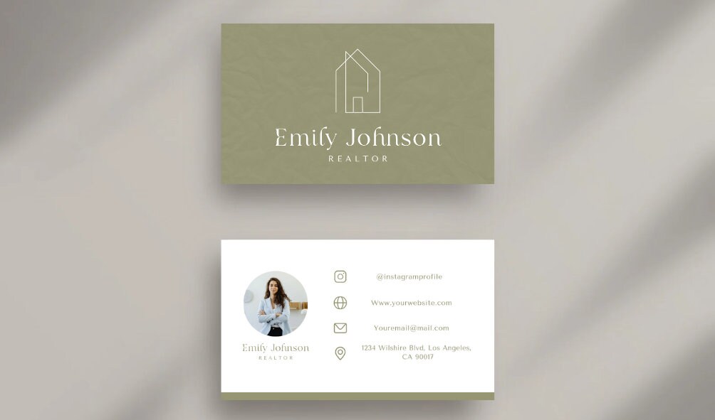 Real Estate Business Card Canva Template, Real Estate Logo Design ...