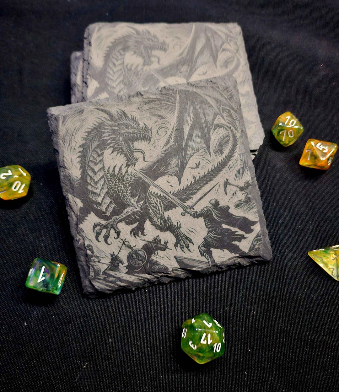 Dragon Slate Coasters (set of 4): Dnd Gaming Tabletop Decor - Etsy