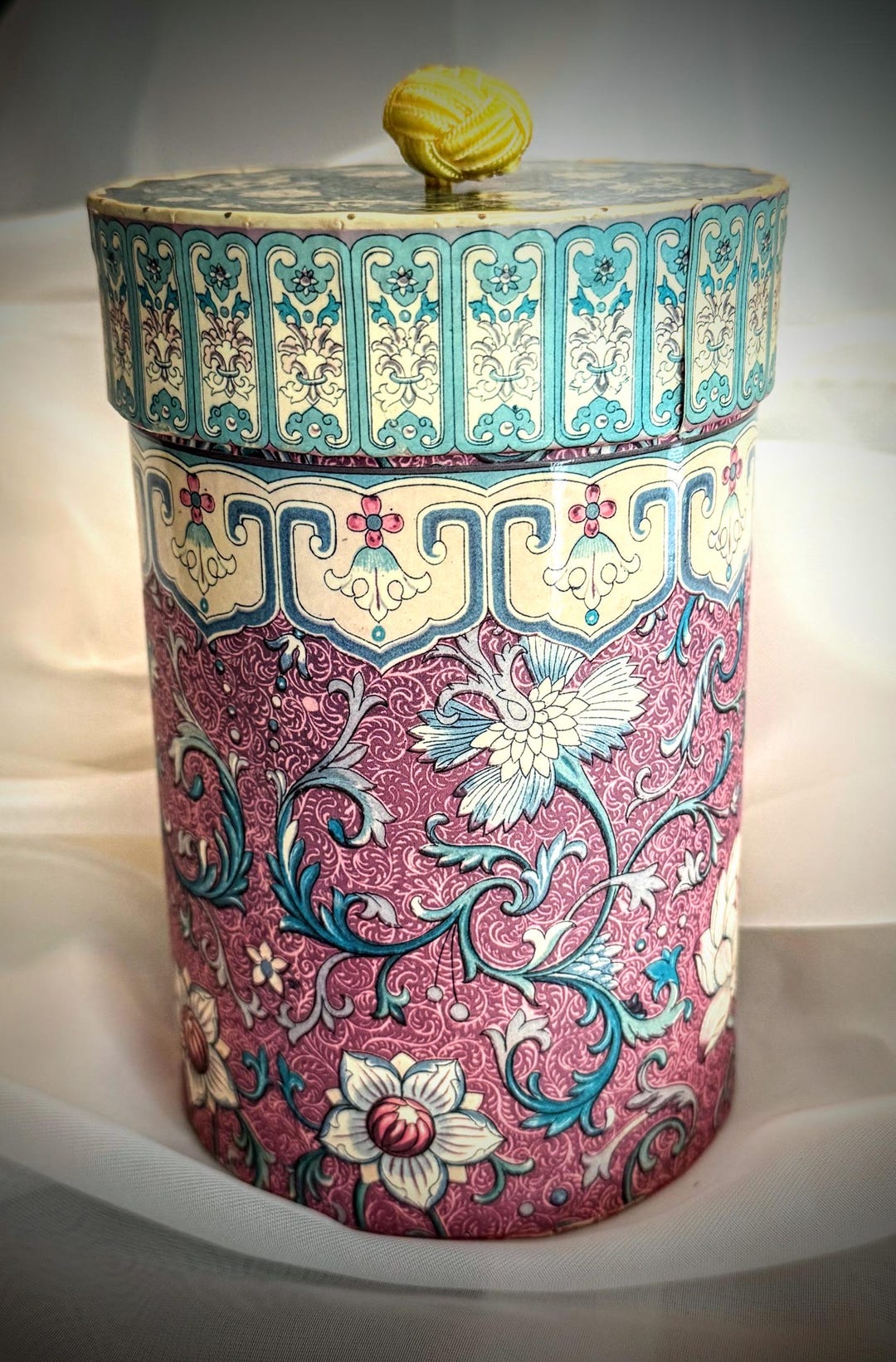 Beautiful Vintage Paperboard Floral Canister/storage Container With Lid ...