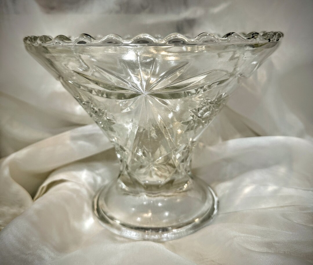 Vintage Dishes - Anchor Hocking Starburst Pattern Glass Pedestal Bowl ...