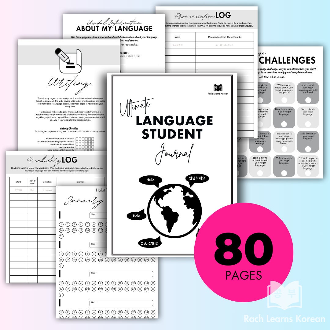 Ultimate Language Student Journal, Language Learning Planner, Study ...