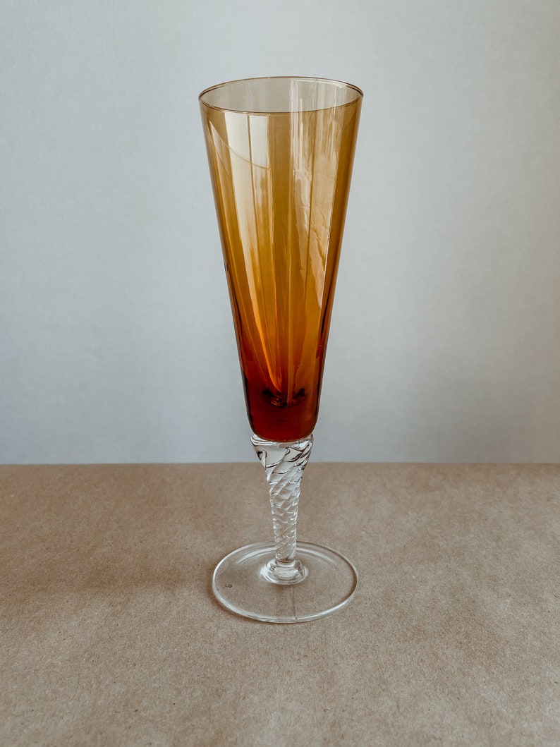 Amber Colored Champagne Glasses (set of 5) | Orange Prosecco Glass ...