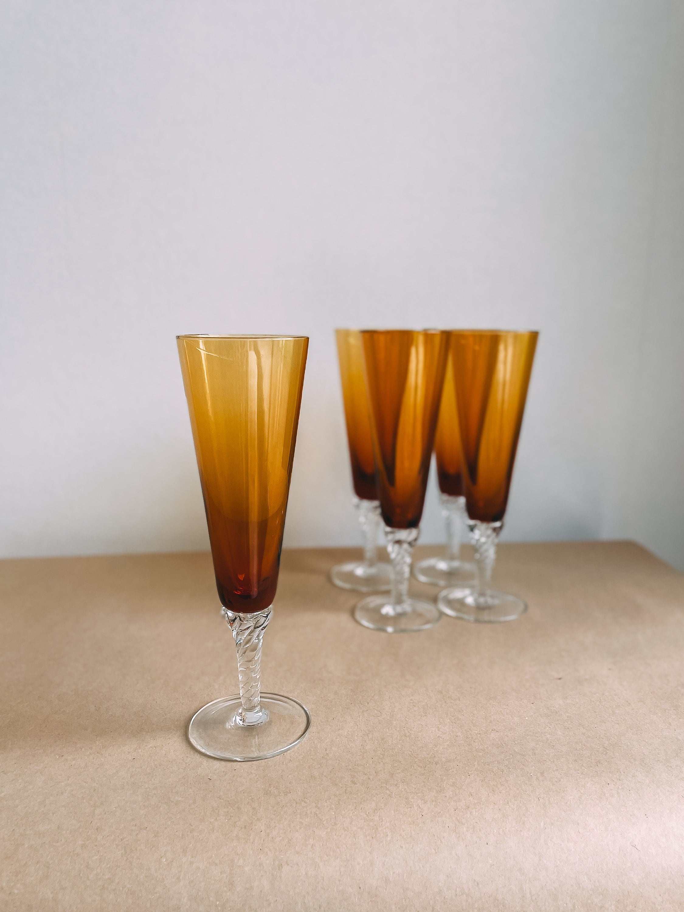 Amber Colored Champagne Glasses (set of 5) | Orange Prosecco Glass ...