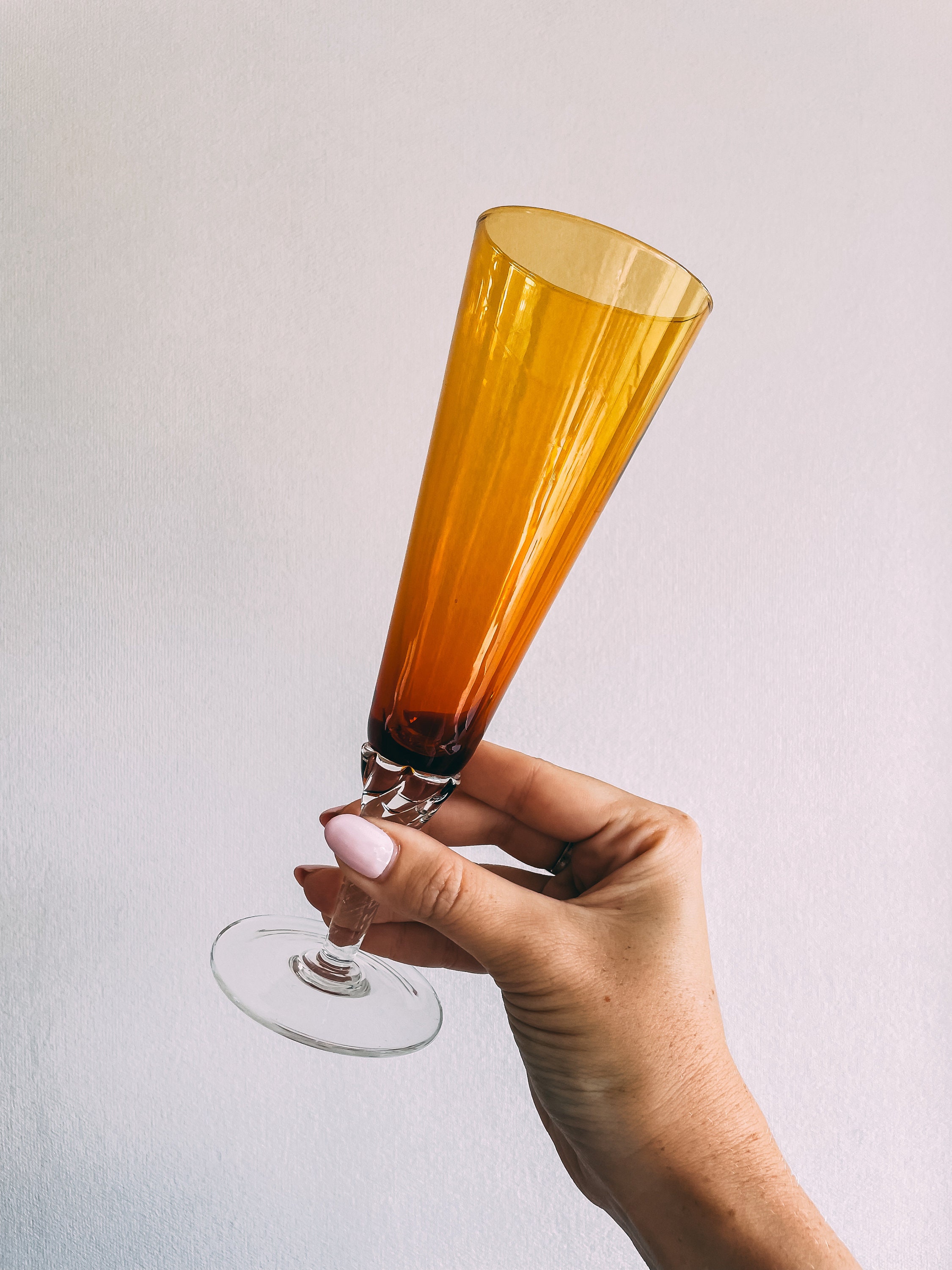 Amber Colored Champagne Glasses (set of 5) | Orange Prosecco Glass ...