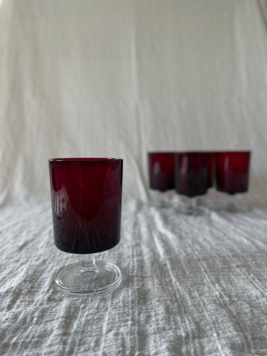 Red Luminarc Cavalier Glass (set of 5) | Sorbet Ice | Vintage Glassware ...