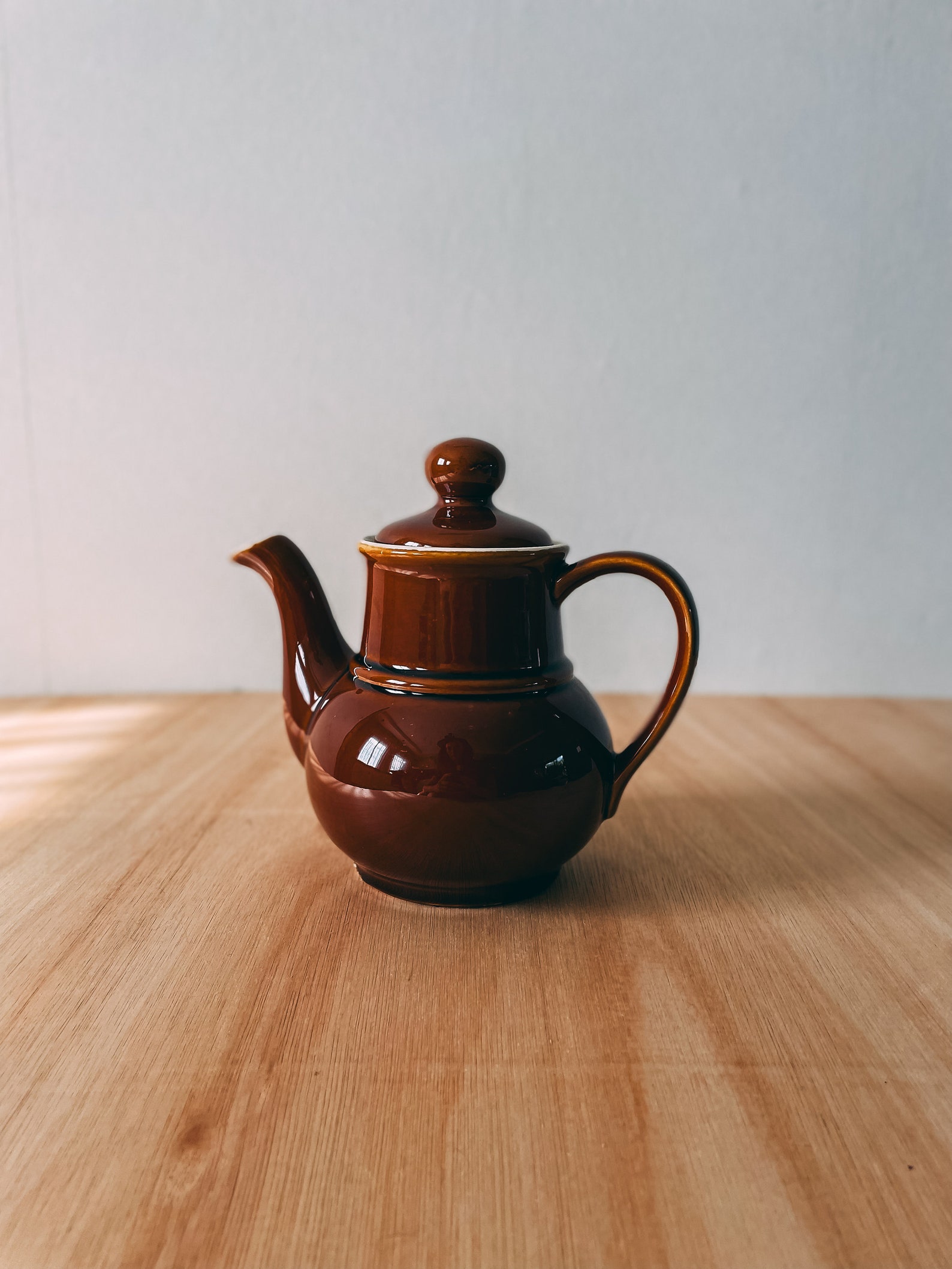 Mocha Colored Coffee Pot | Vintage Pottery | Earthenware Tea Pot ...