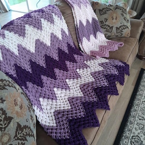 CROCHET PATTERN Reversible Waffle Chevron Blankets - 2 Styles - PDF ...