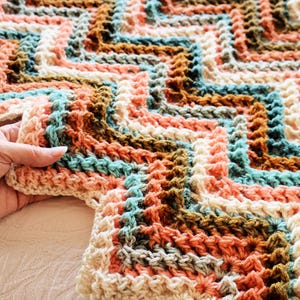 CROCHET PATTERN Zigzag Waffle Chevron Blanket - Make to Any Size - PDF ...
