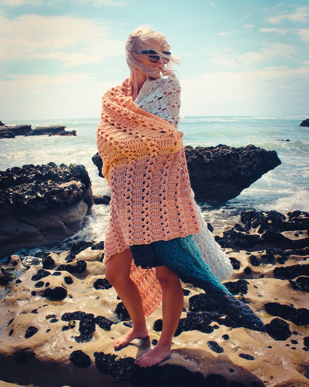 CROCHET PATTERN Sunset Beach Throw Make to Any Size PDF Download - Etsy
