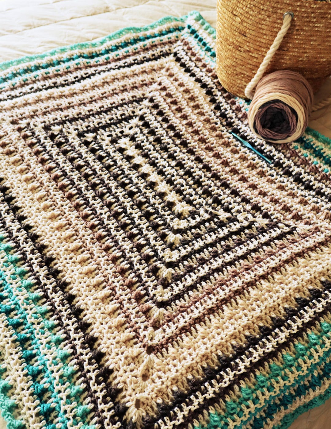 CROCHET PATTERN Rectangular Textured Fair Isle Afghan - Make a Blanket ...