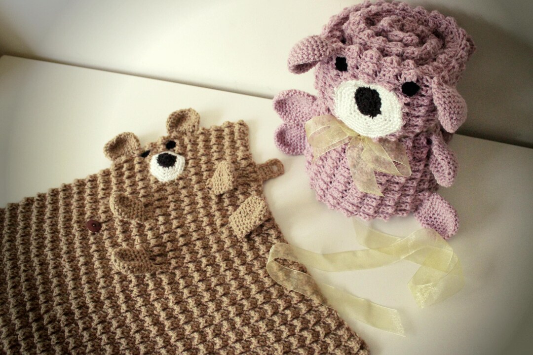 CROCHET PATTERN Roly Poly Teddy Blankets - Baby and Lovey Sizes - PDF ...