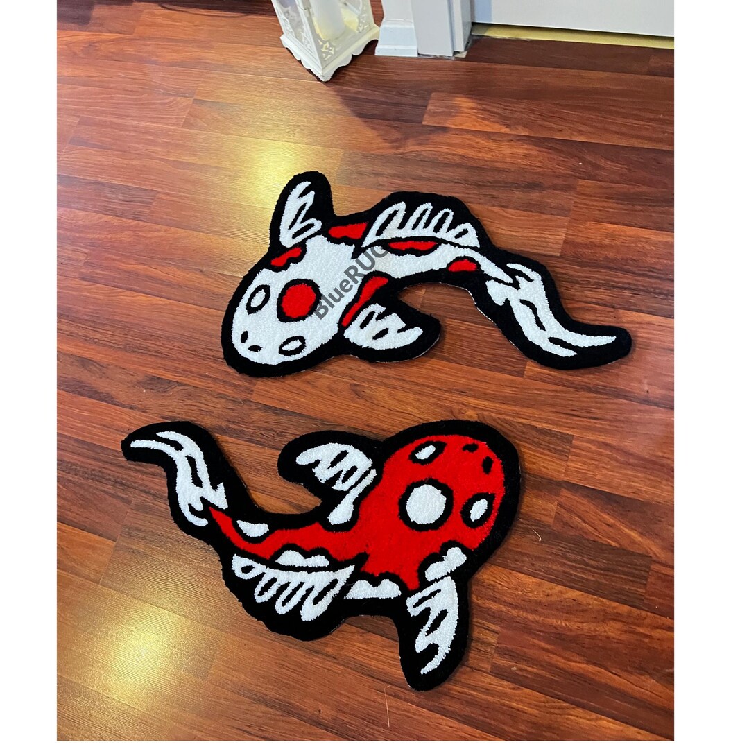 RED Koi Yin Yang Fish Rug | Custom Asian Tufted Rug - Etsy