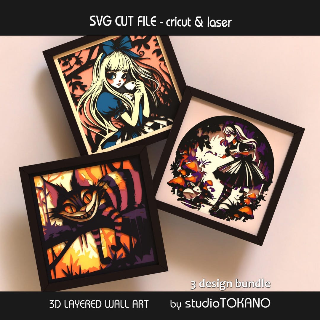 Alice Shadow Box SVG Bundle | 3D Layered Papercut Wonderland Set ...