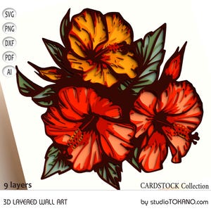 3D SVG Layered Hibiscus Mandala Laser Cut, Multilayer Art, Cardstock ...