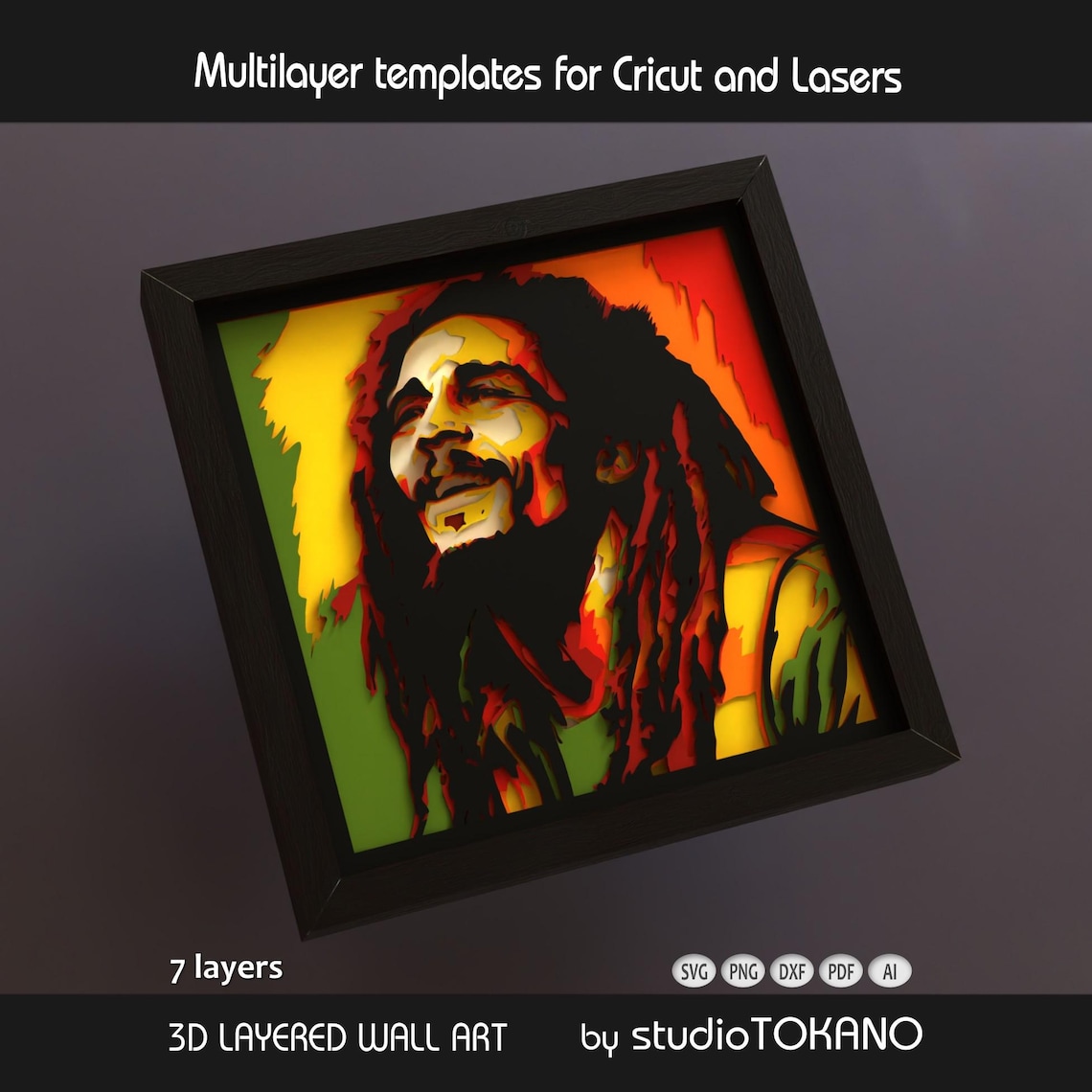 Laser Cut Shadow Box Bob Marley SVG | Multilayer Music Icon Papercut ...