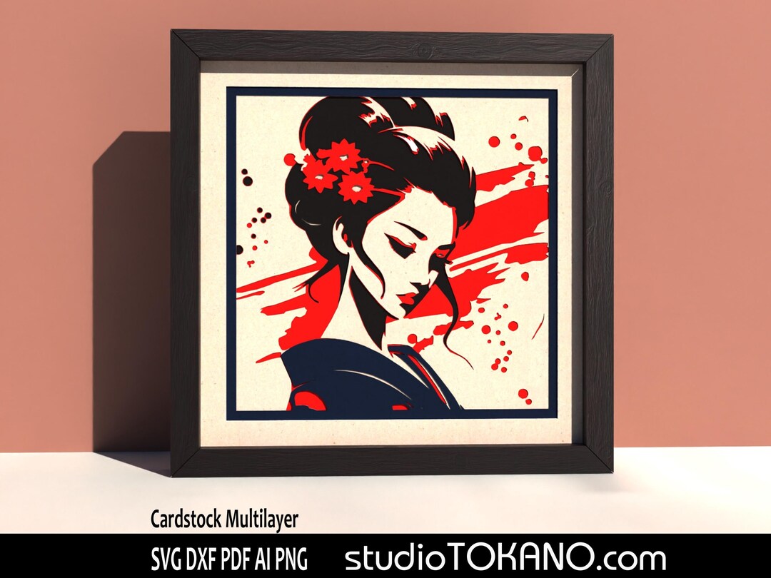 3D Layered SVG That Works for CRICUT Multilayer Svg Geisha, Cardstock ...