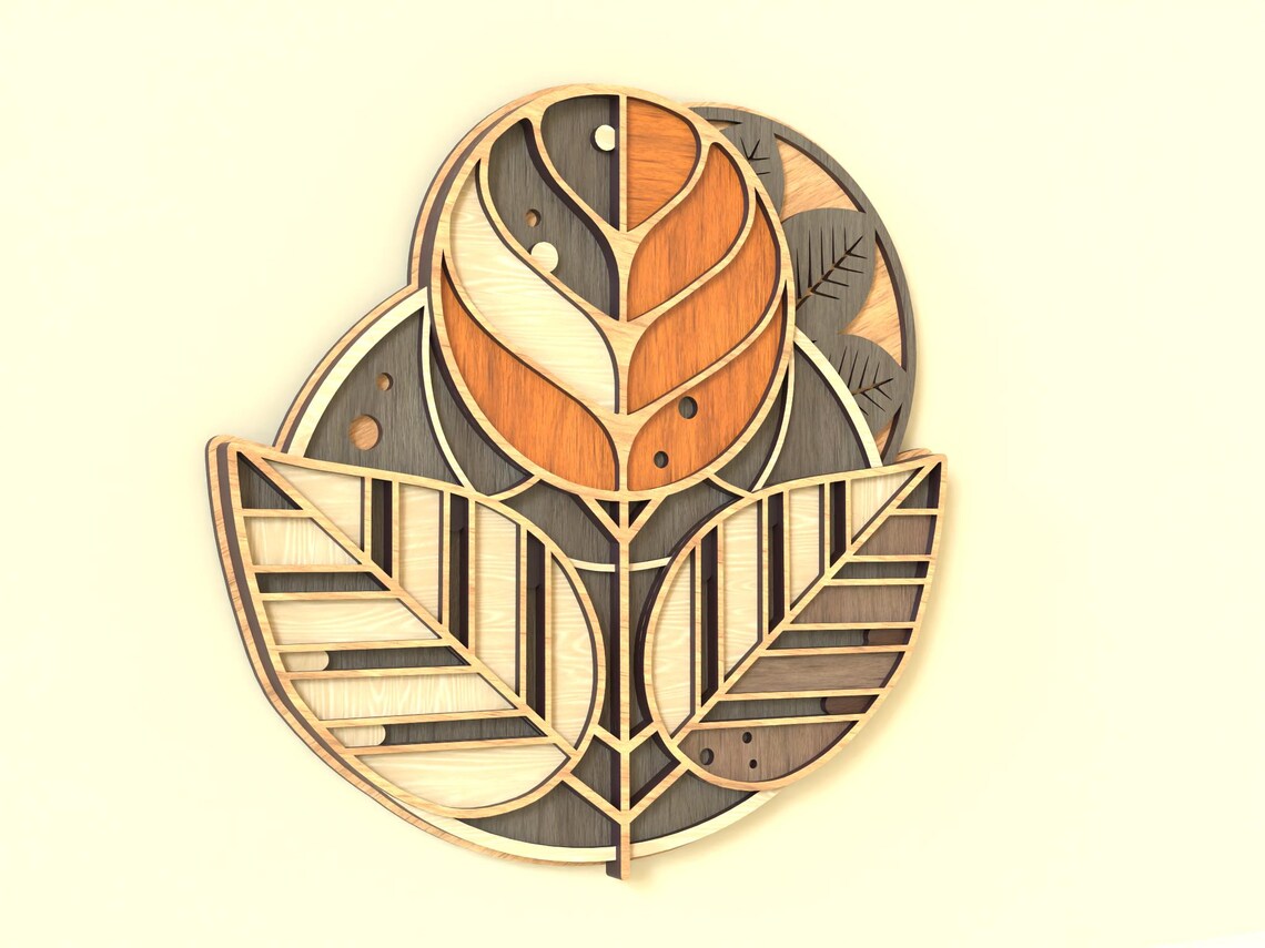 3D Laser Svg for Layered Wooden Plywood Art, Leaf Cut File. Fits ...