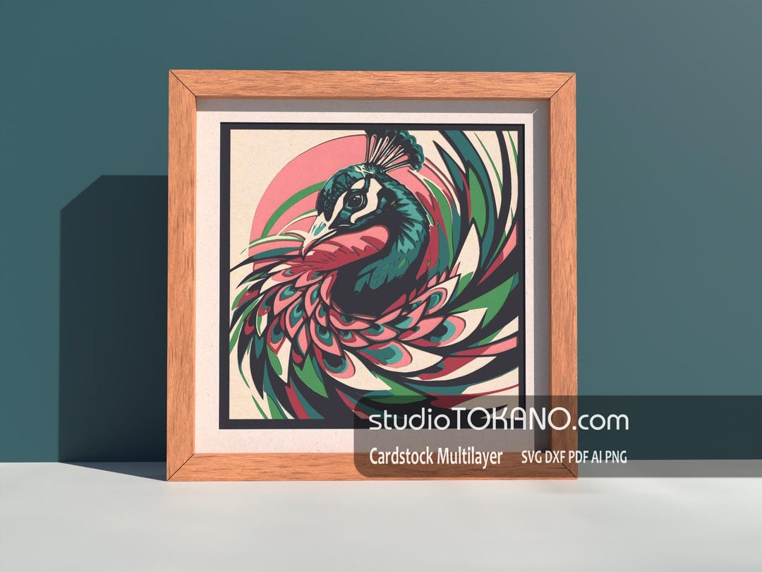 3D Layer SVG for CRICUT Multilayer Peacock Shadow Box. Standard Size ...