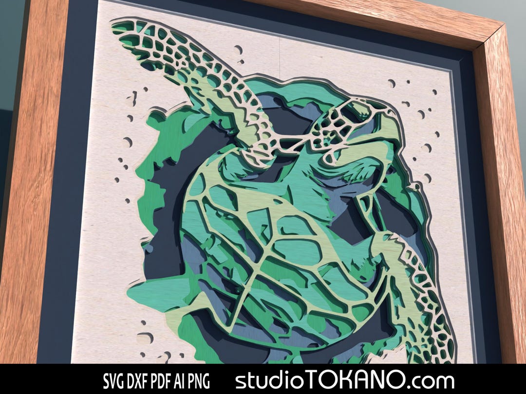 3D Layer SVG for CRICUT! Multilayer Sea Turtle Shadow Box. Standard ...